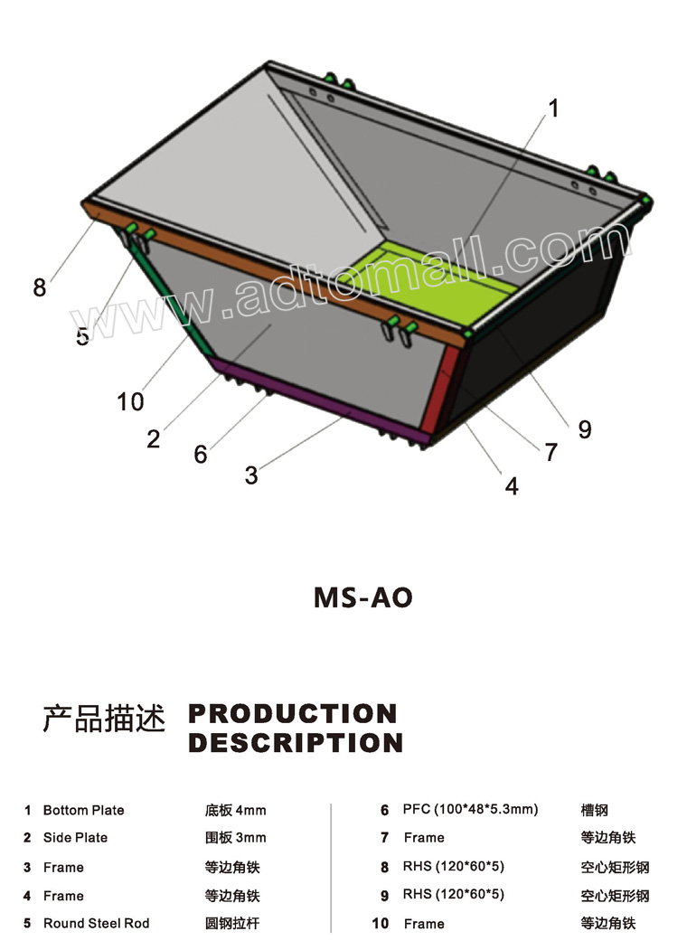 Best selling steel waste skip bins-MS-B0