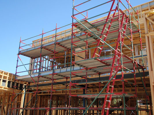 Installation process of scaffold ladder.